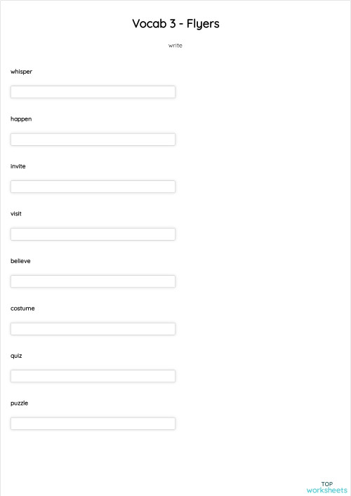 Vocab 3 - Flyers. Interactive worksheet | TopWorksheets