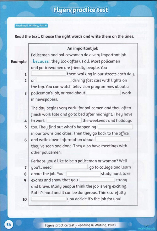 000 6th Reading and Writing Part 6. Interactive worksheet | TopWorksheets