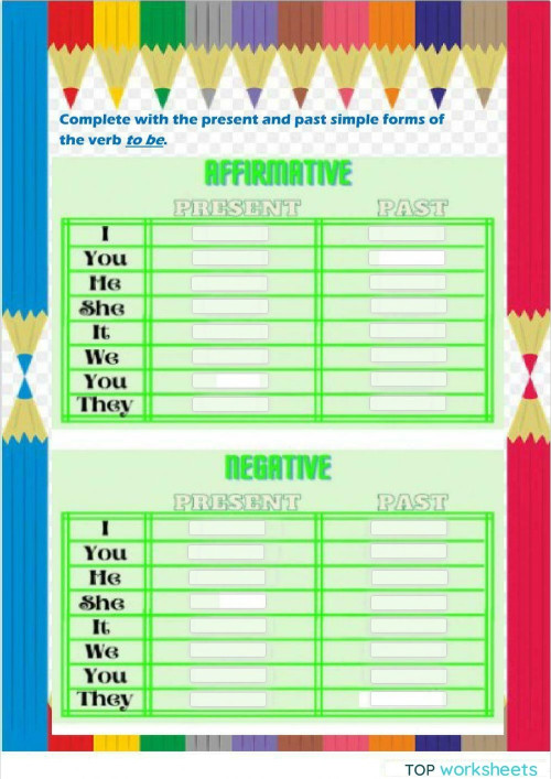 To be- present simple - past simple. Interactive worksheet | TopWorksheets