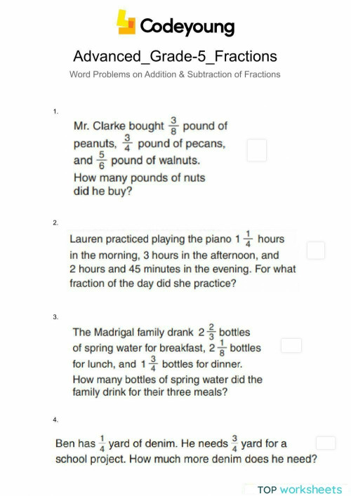 Advanced Word Problems On Addition Subtraction Of Fractions advanced-word-problems-on-addition-subtraction-of-fractions