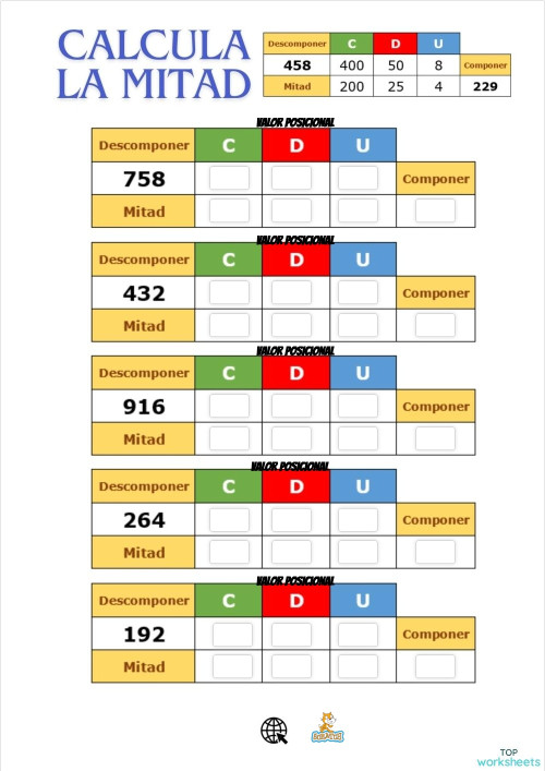 La mitad de un nùmero ABN 01. Ficha interactiva | TopWorksheets