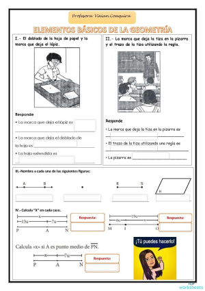 Elementos básicos de la geometría. Ficha interactiva | TopWorksheets
