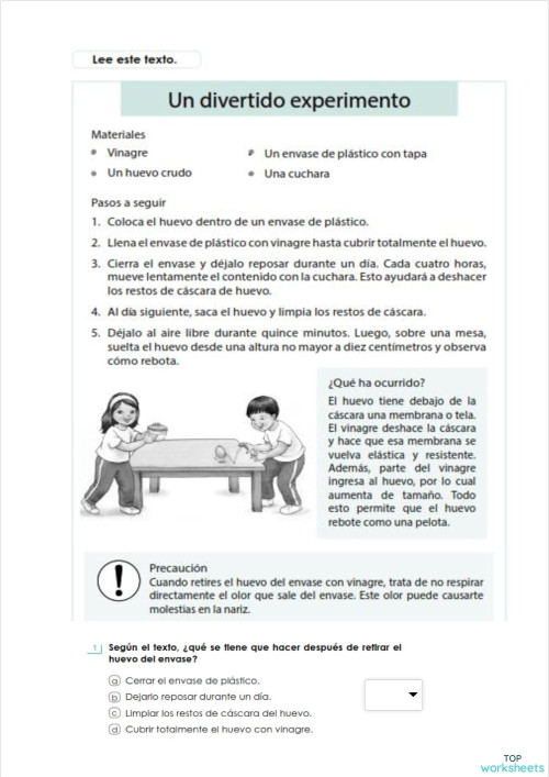 LECTURA PARA 3RO PRIMARIA. Ficha interactiva | TopWorksheets