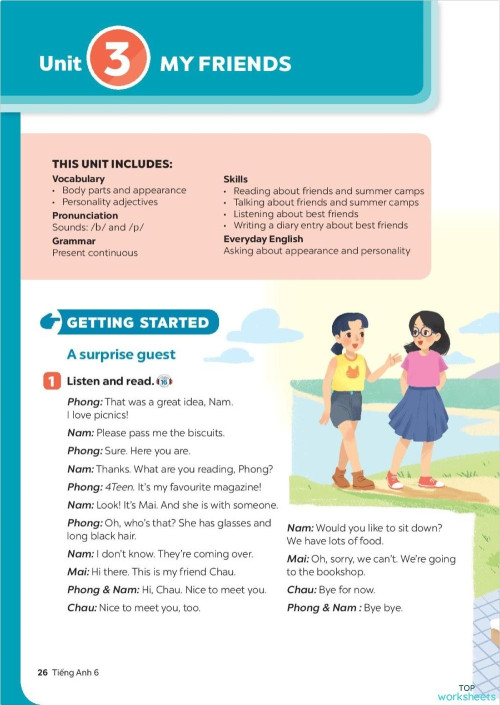 Global 6: Unit 3 (My friends). Bài tập tương tác | TopWorksheets