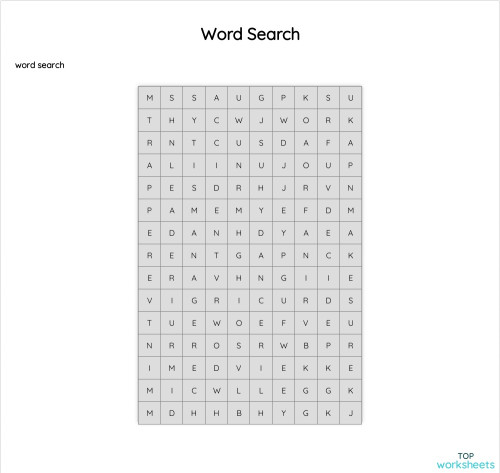 Word Search. Interactive worksheet | TopWorksheets