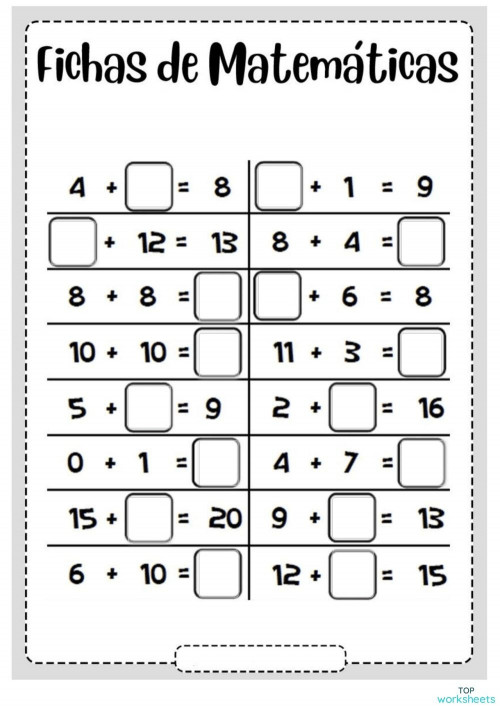 ficha de matematica. Ficha interactiva | TopWorksheets