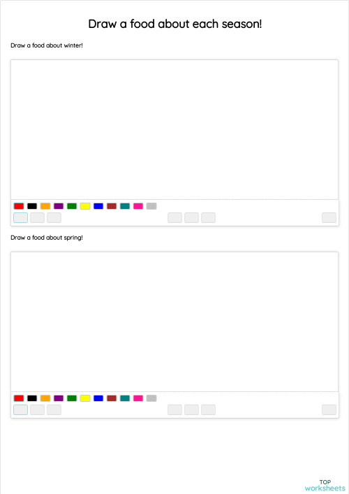 Draw a food about each season!. Interactive worksheet | TopWorksheets