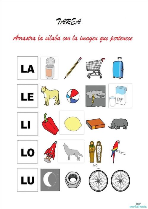 sílabas con l: fichas interactivas y ejercicios online | TopWorksheets
