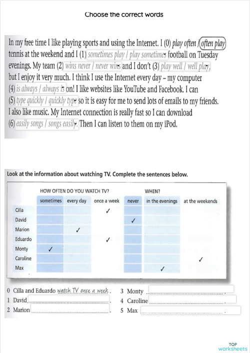 Adverbs word order. Interactive worksheet | TopWorksheets