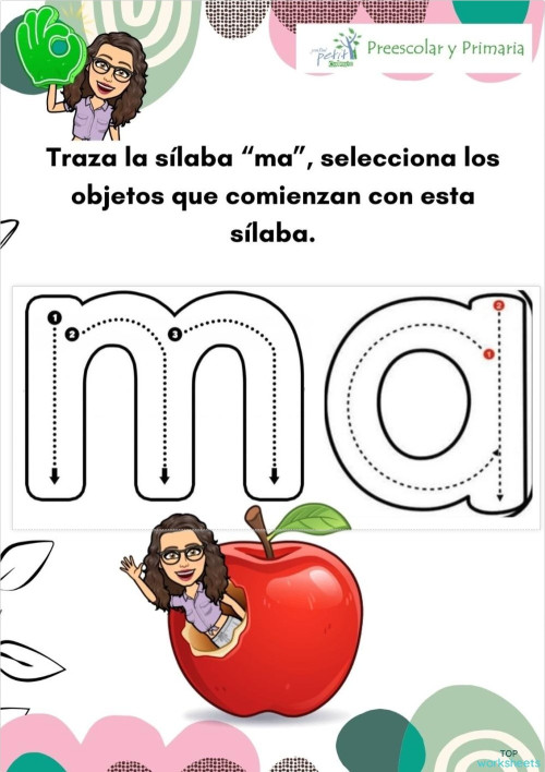 La letra m y sus silabas. Ficha interactiva | TopWorksheets