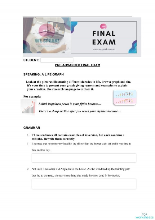 Pre Advanced final exam 2022. Interactive worksheet | TopWorksheets
