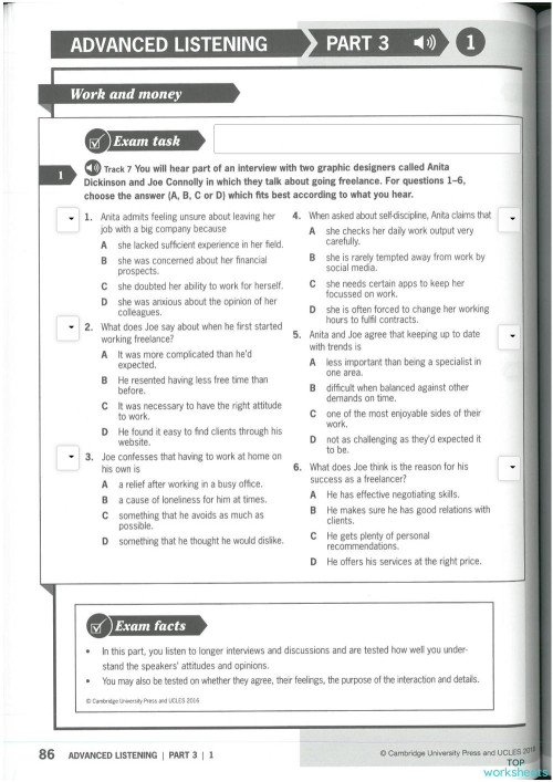 Listening Part 3. Interactive worksheet | TopWorksheets