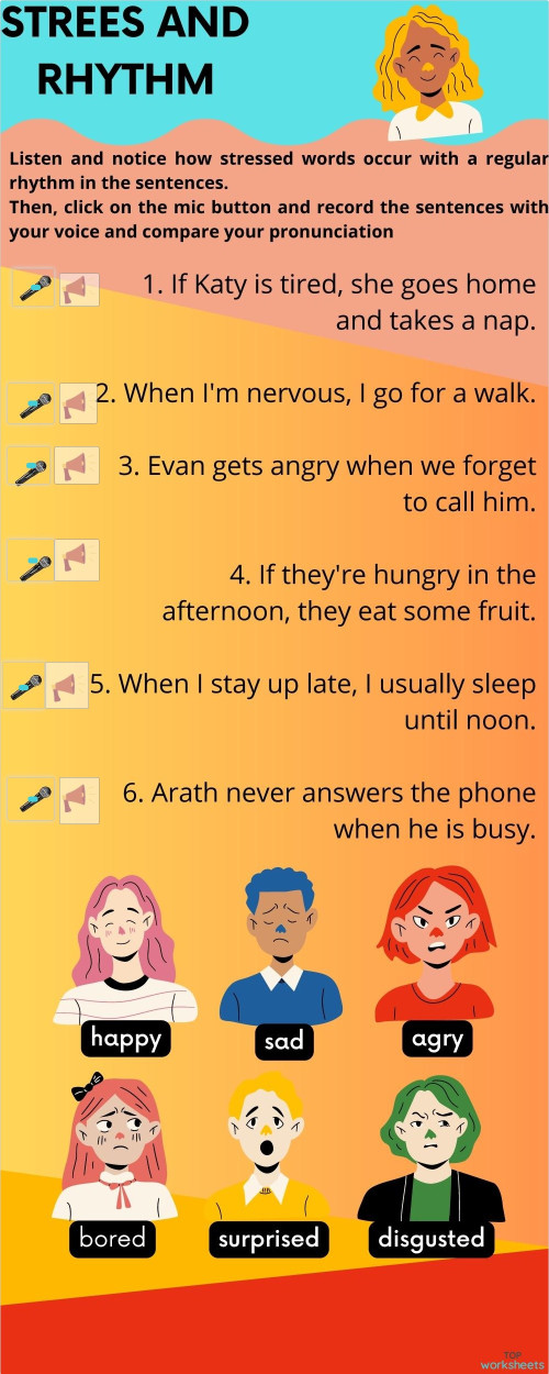 Stress and rhythm. Interactive worksheet | TopWorksheets