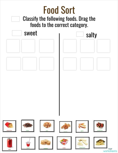 Kindergarten Food Sort Healthy Living W2 L1. Interactive worksheet ...