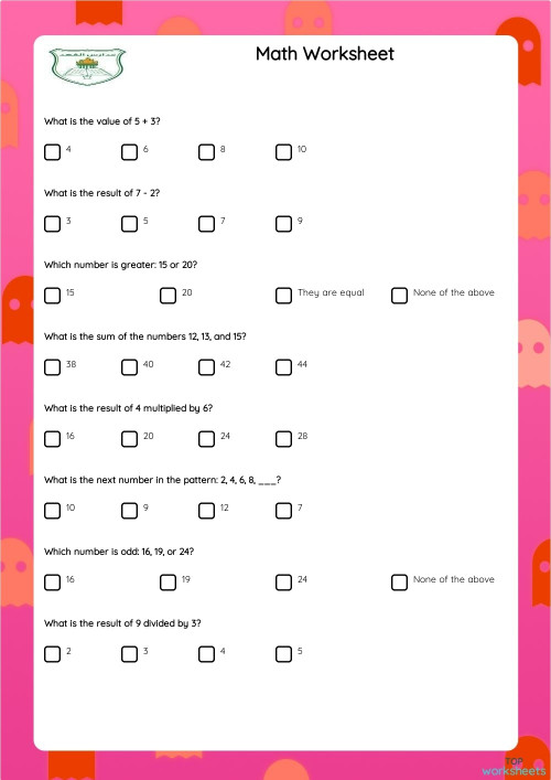 Math Worksheet. Interactive worksheet | TopWorksheets