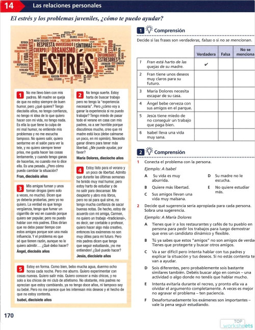 Relaciones personales 170. Ficha interactiva | TopWorksheets