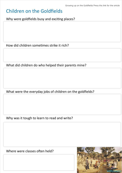 Growing up on the Goldfields. Interactive worksheet | TopWorksheets