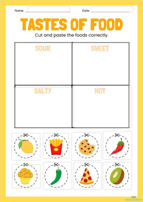 English Tastes of Food P.1 ใบงานเชิงโต้ตอบ | TopWorksheets