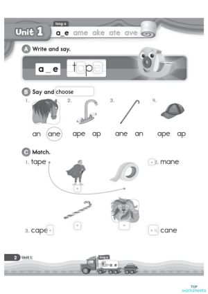 Homework_OPW3_U1_a_e, ame, ake. Interactive worksheet | TopWorksheets