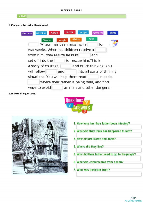 PA2-READER 2- PART 1. Interactive worksheet | TopWorksheets