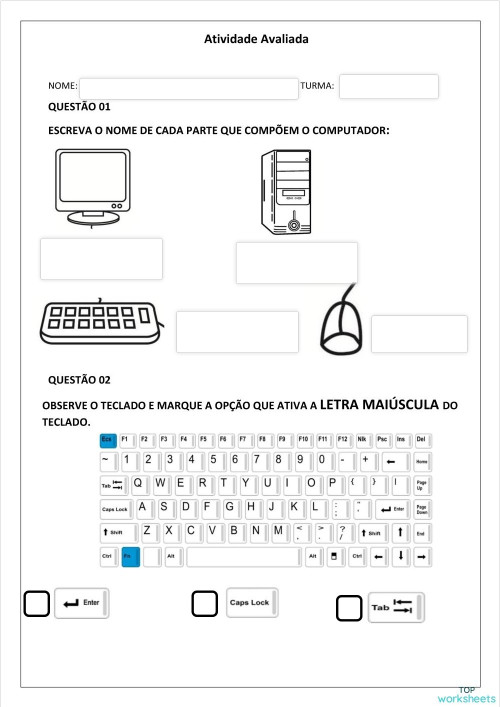 Atividade de informática 3º ano. Ficha interativa | TopWorksheets
