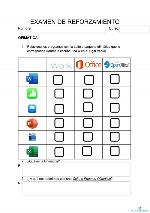 Examen de RE. Ficha interactiva | TopWorksheets