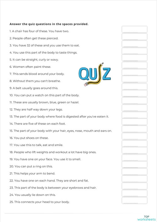 Parts of the body. Interactive worksheet | TopWorksheets