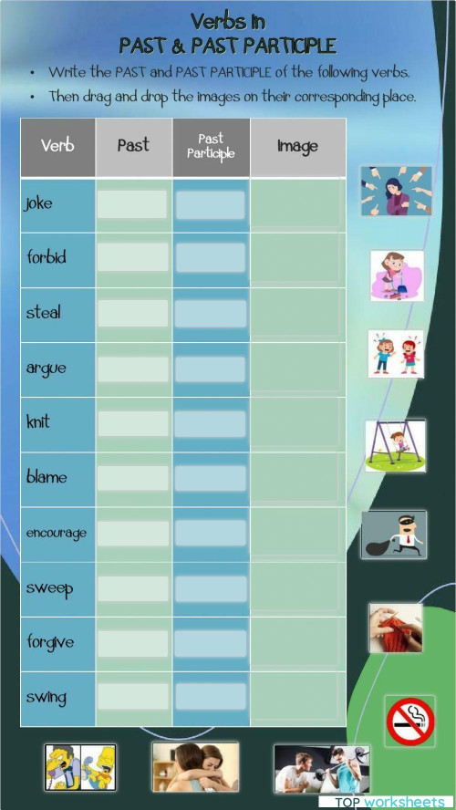 Verbs in PAST and PAST PARTICIPLE. Interactive worksheet | TopWorksheets