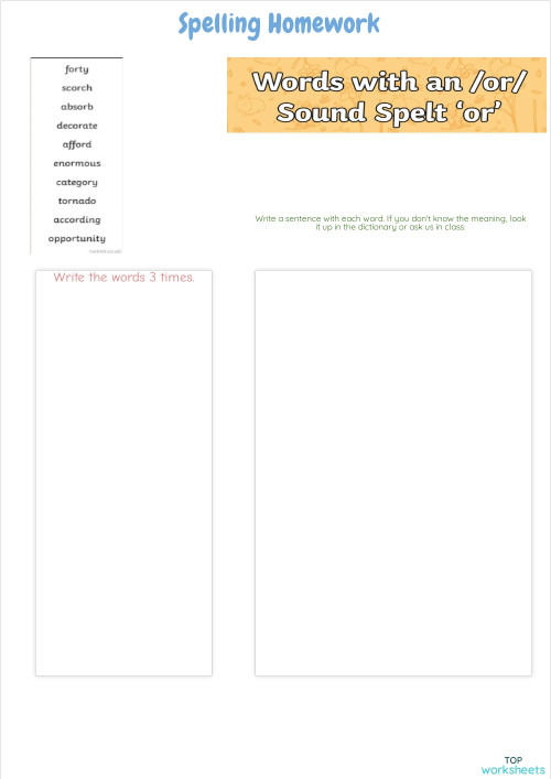 Spellings 2B1 and HFW. Interactive worksheet | TopWorksheets