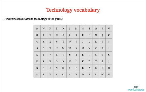 Technology vocabulary. Interactive worksheet | TopWorksheets