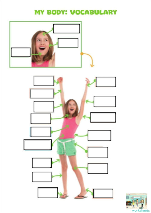 MY BODY: NEW VOCABULARY. Interactive worksheet | TopWorksheets