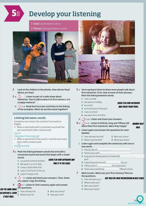 Listening: linking words. Interactive worksheet | TopWorksheets