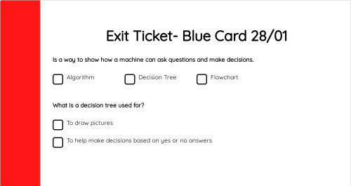 Exit Ticket- Blue Card. Interactive worksheet | TopWorksheets
