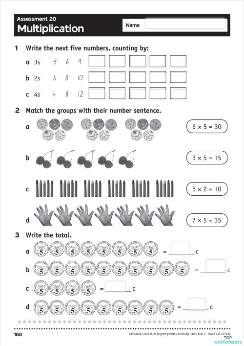 Assessment 20 Multiplication. Interactive worksheet | TopWorksheets