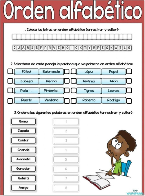 Orden alfabético. Ficha interactiva | TopWorksheets