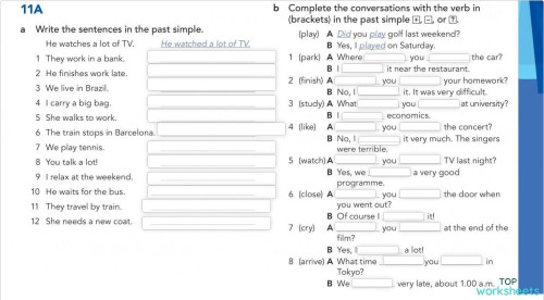 11A grammar bank. Interactive worksheet | TopWorksheets
