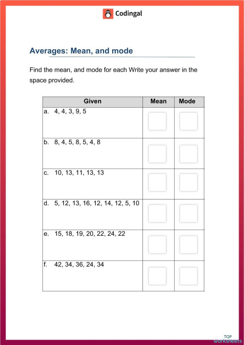 M_G05M24L66_WC01_Introduction_to_Mean_and_Mode_1. Interactive worksheet | TopWorksheets