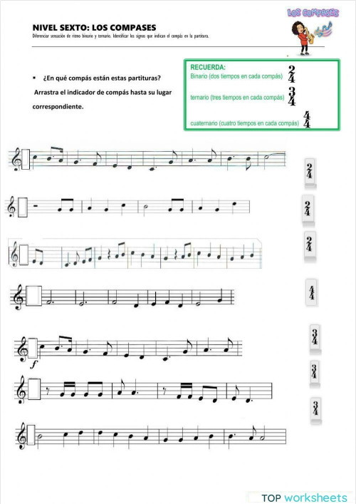 LOS COMPASES- NIVEL SEXTO DE PRIMARIA. Ficha interactiva | TopWorksheets