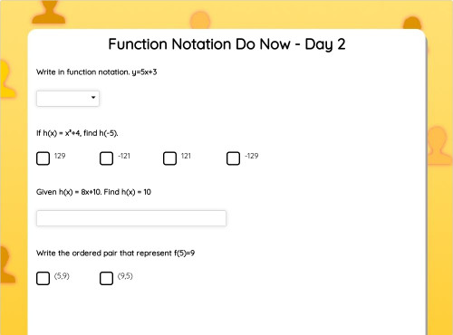 Function Notation Do Now - Day 2. Interactive worksheet | TopWorksheets