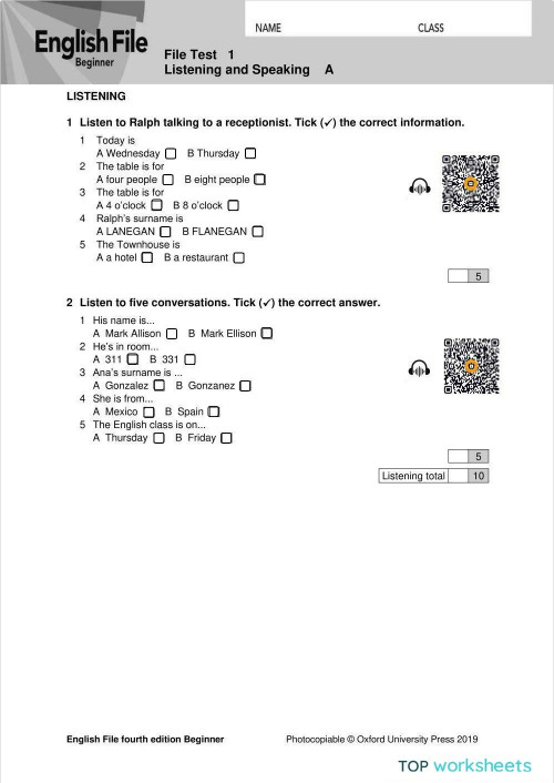 Listening Comprehension Practice unit 1. Interactive worksheet ...