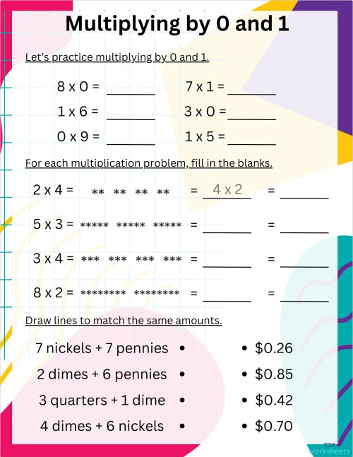 Multiplying by 0 and 1. Interactive worksheet | TopWorksheets