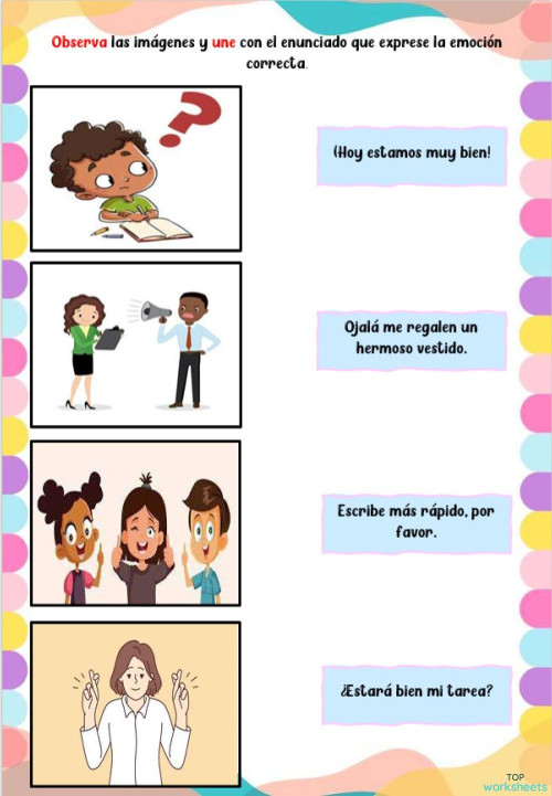 LA ORACIÓN SEGÚN LA ACTITUD DEL HABLANTE. Ficha interactiva | TopWorksheets