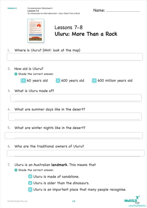 Lesson 8 Uluru: More than a Rock. Interactive worksheet | TopWorksheets