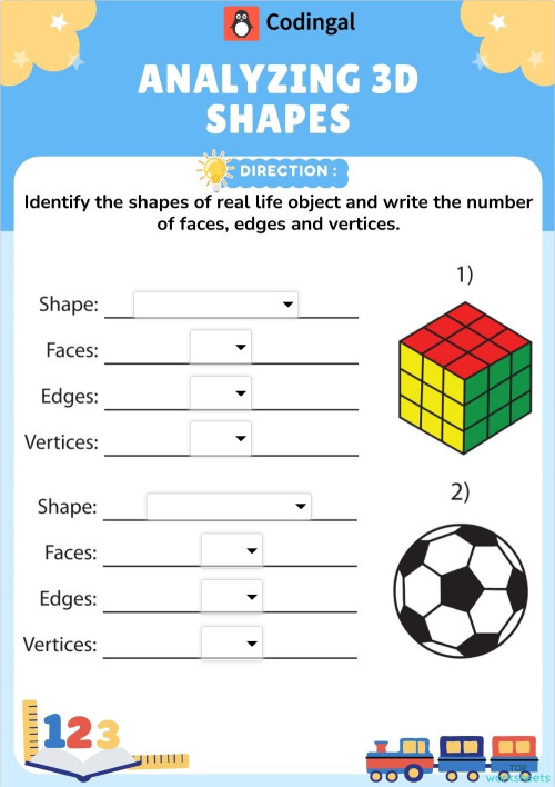 3D shapes: interactive worksheets and online exercises | TopWorksheets