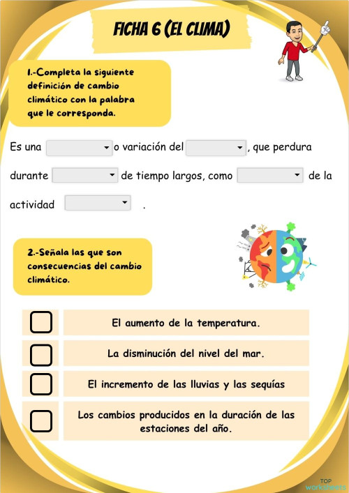 Clima: fichas interactivas y ejercicios online | TopWorksheets