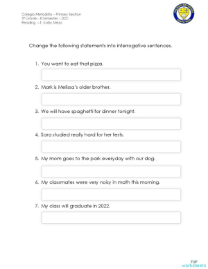 Interrogative Sentences General Practice. Interactive worksheet ...