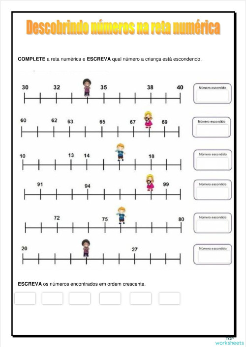 Retas numéricas 3. Ficha interativa | TopWorksheets