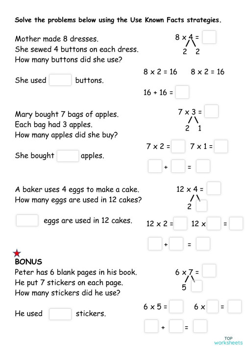 Use Known Facts. Interactive worksheet | TopWorksheets