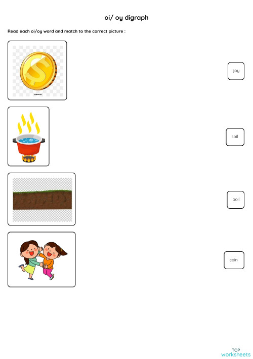 oi/ oy digraph. Interactive worksheet | TopWorksheets