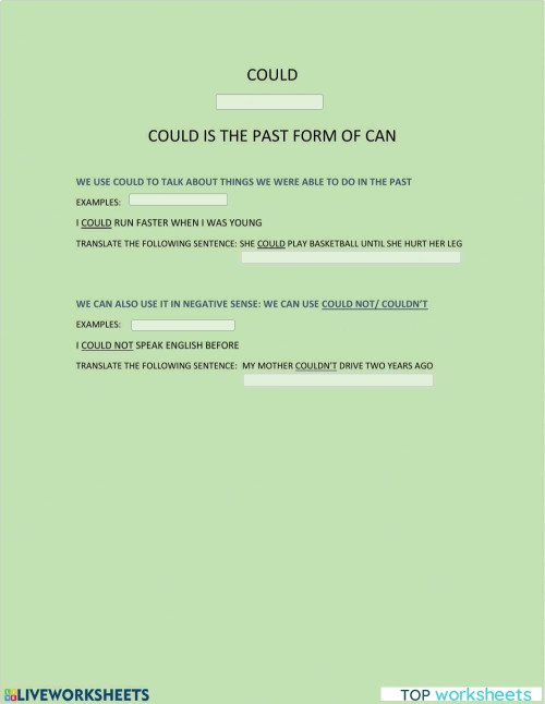 could. Interactive worksheet | TopWorksheets